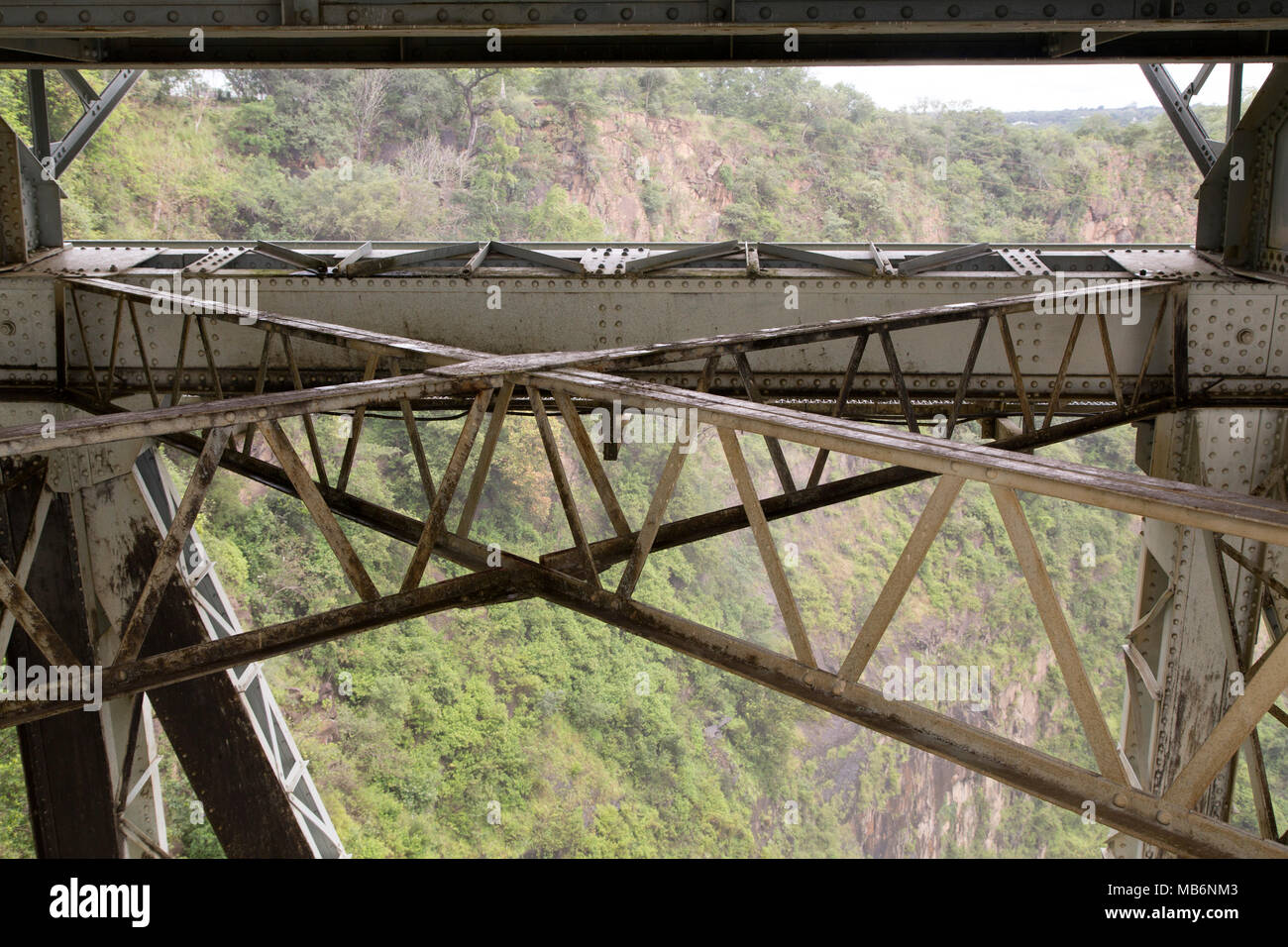 The metal superstructure of the Victoria Falls Bridge on the border of ...