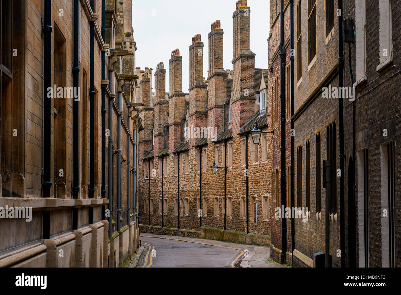 Trinity Lane with the southern walls of Trinity College Great Court ...
