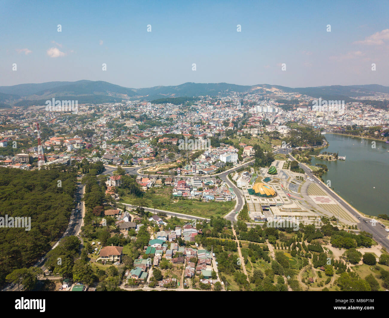 Aerial view Da Lat city. Royalty high quality free stock image of top ...
