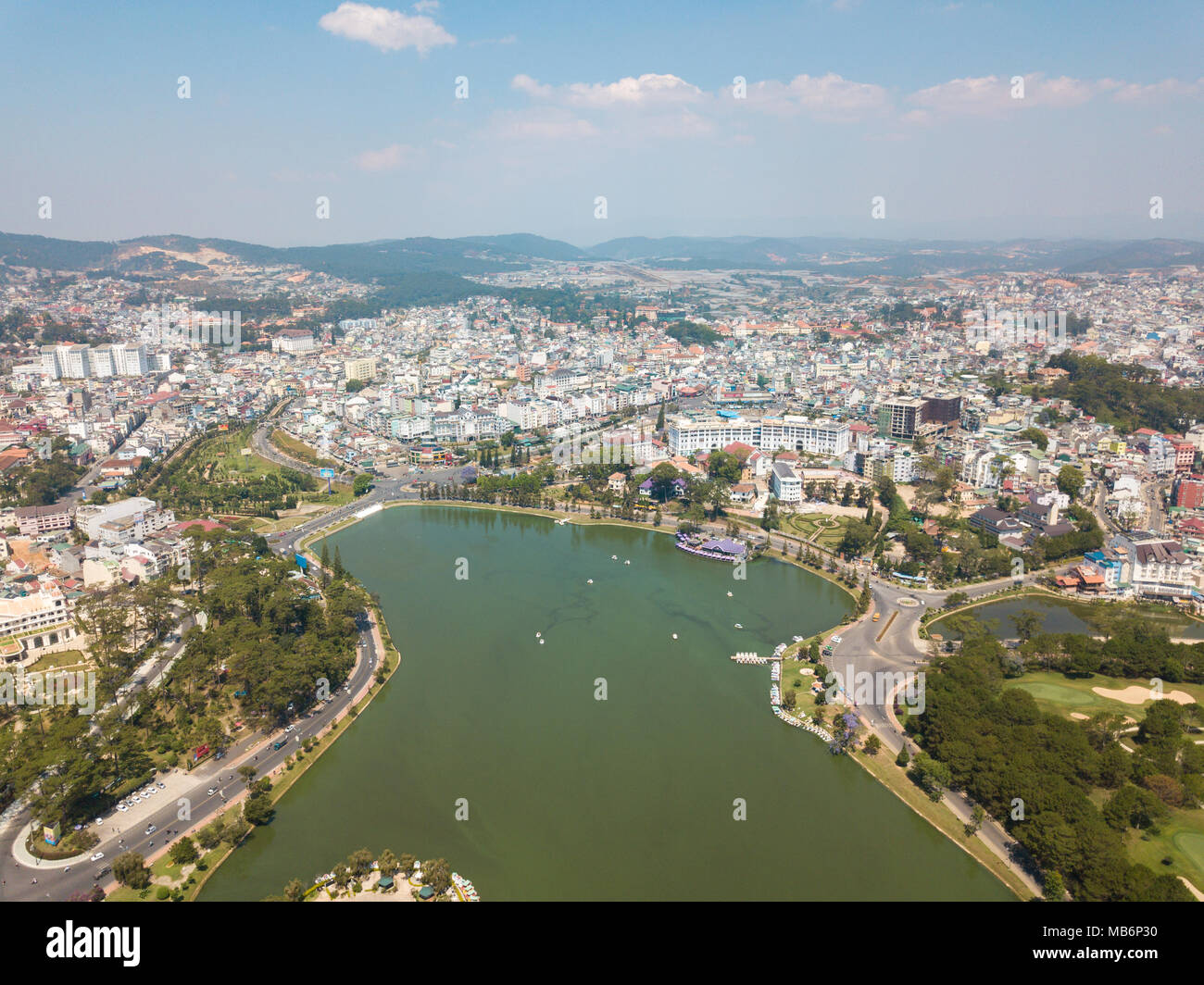 Aerial view Da Lat city. Royalty high quality free stock image of top ...