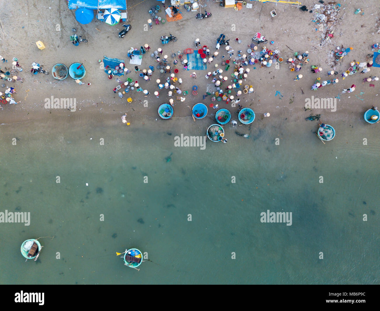 Top view. Aerial view fishing harbour from drone. Royalty high quality ...