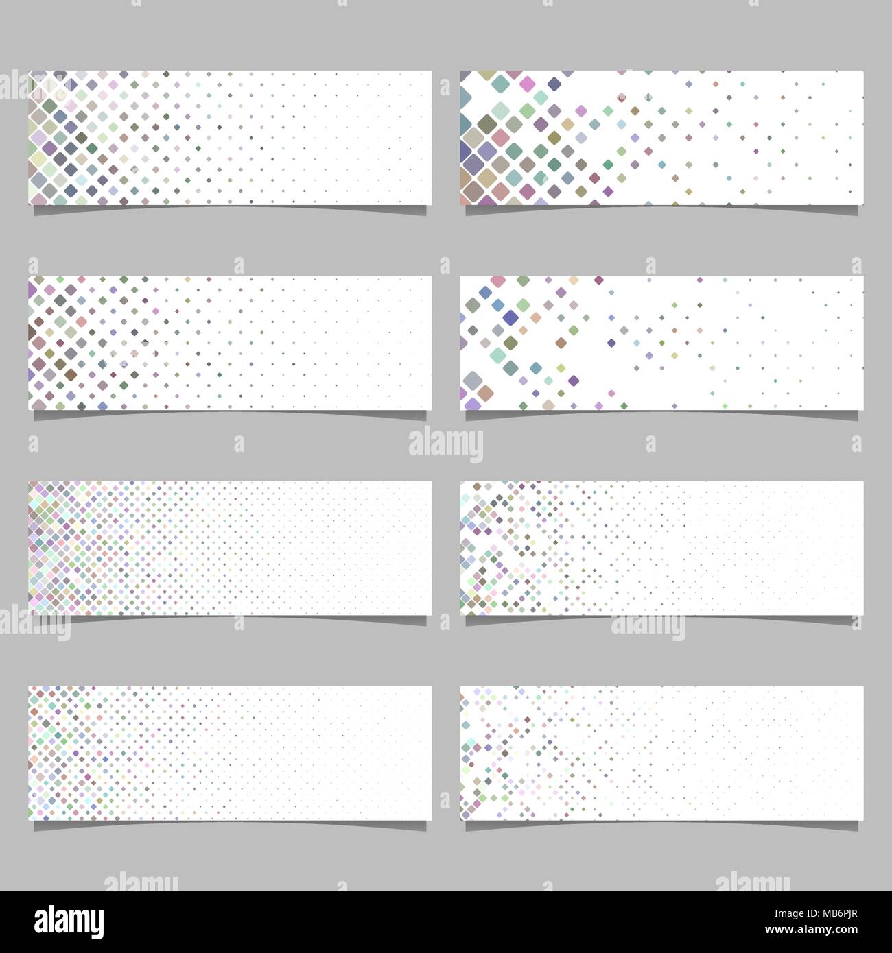 Geometrical diagonal rounded square mosaic pattern banner background set Stock Vector Image ...