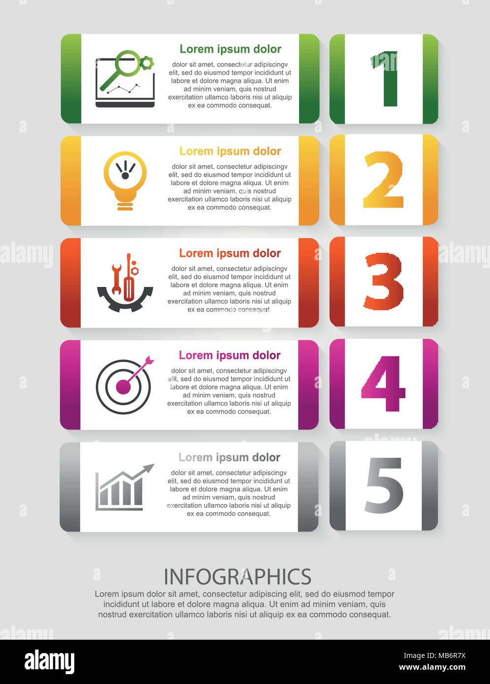 Modern vector illustration 3D. An infographic template with five steps ...