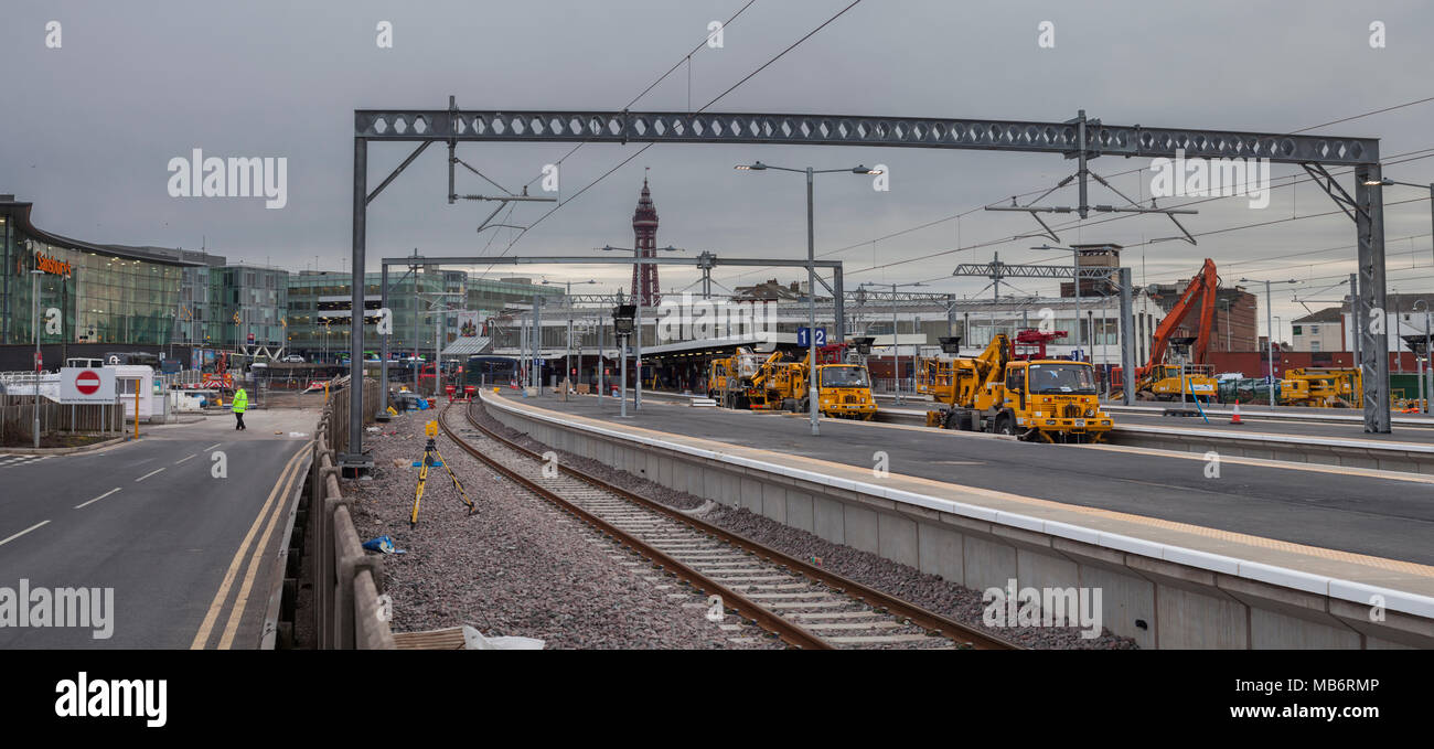 05/04/2018 Blackpool North railway station, road rail vehicles that ...