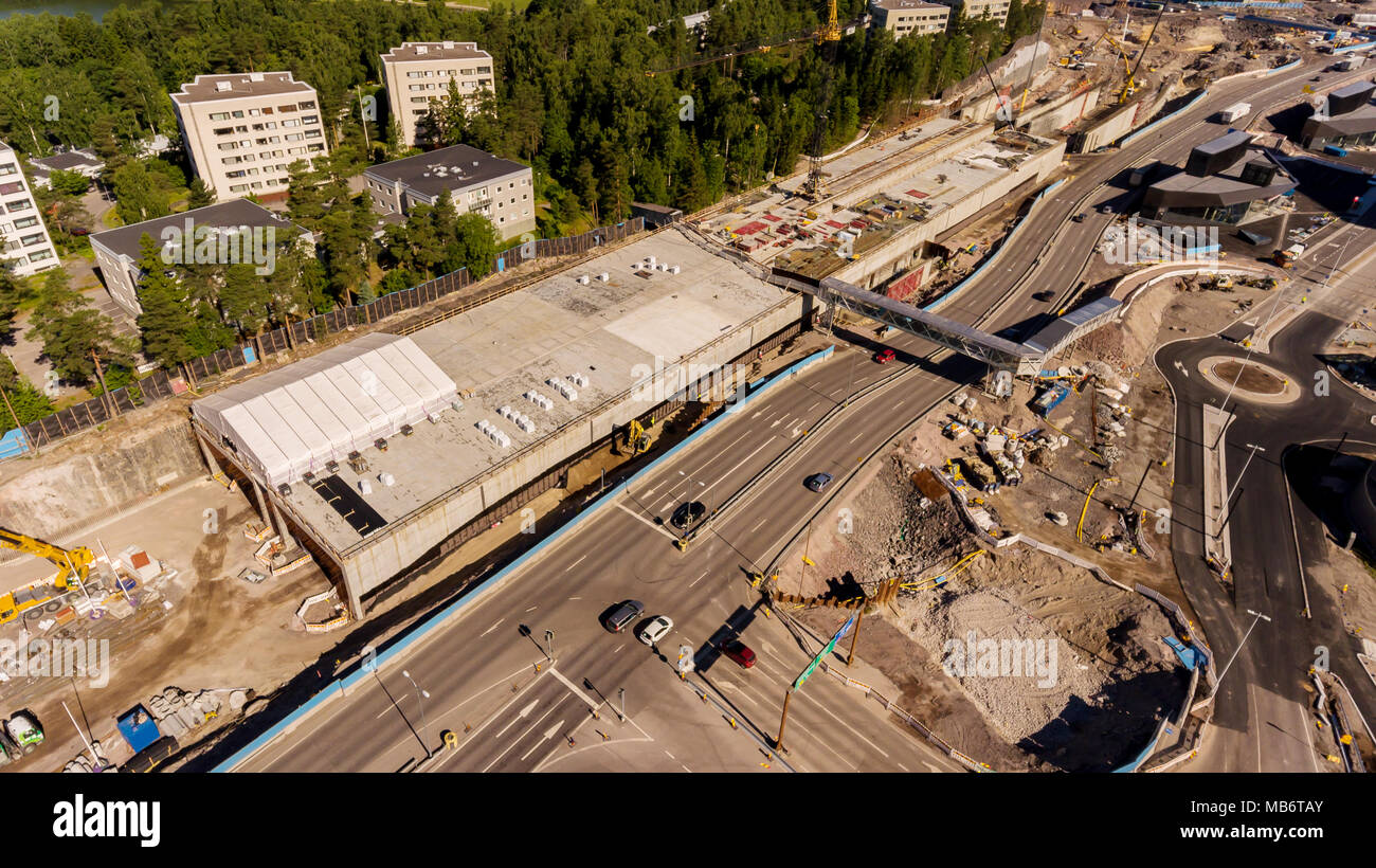 Construction of Kehä I in Keilaniemi Stock Photo - Alamy