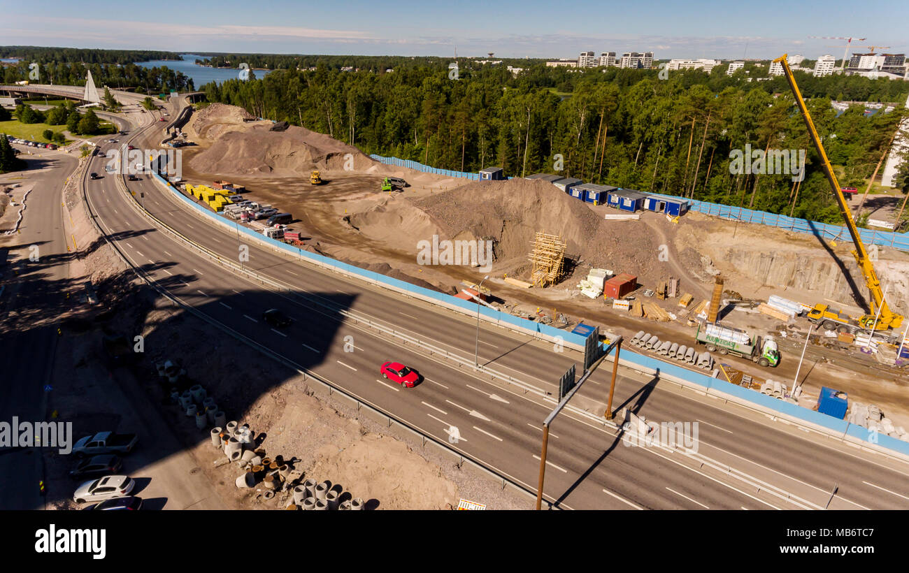 Construction of Kehä I in Keilaniemi Stock Photo - Alamy