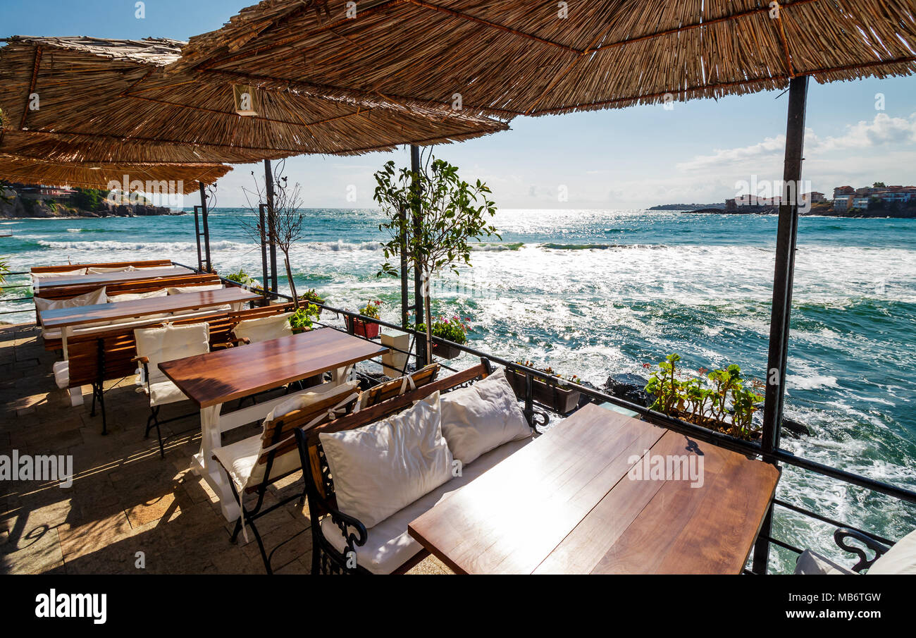open terrace on the seashore. beautiful place to spend time observing ...