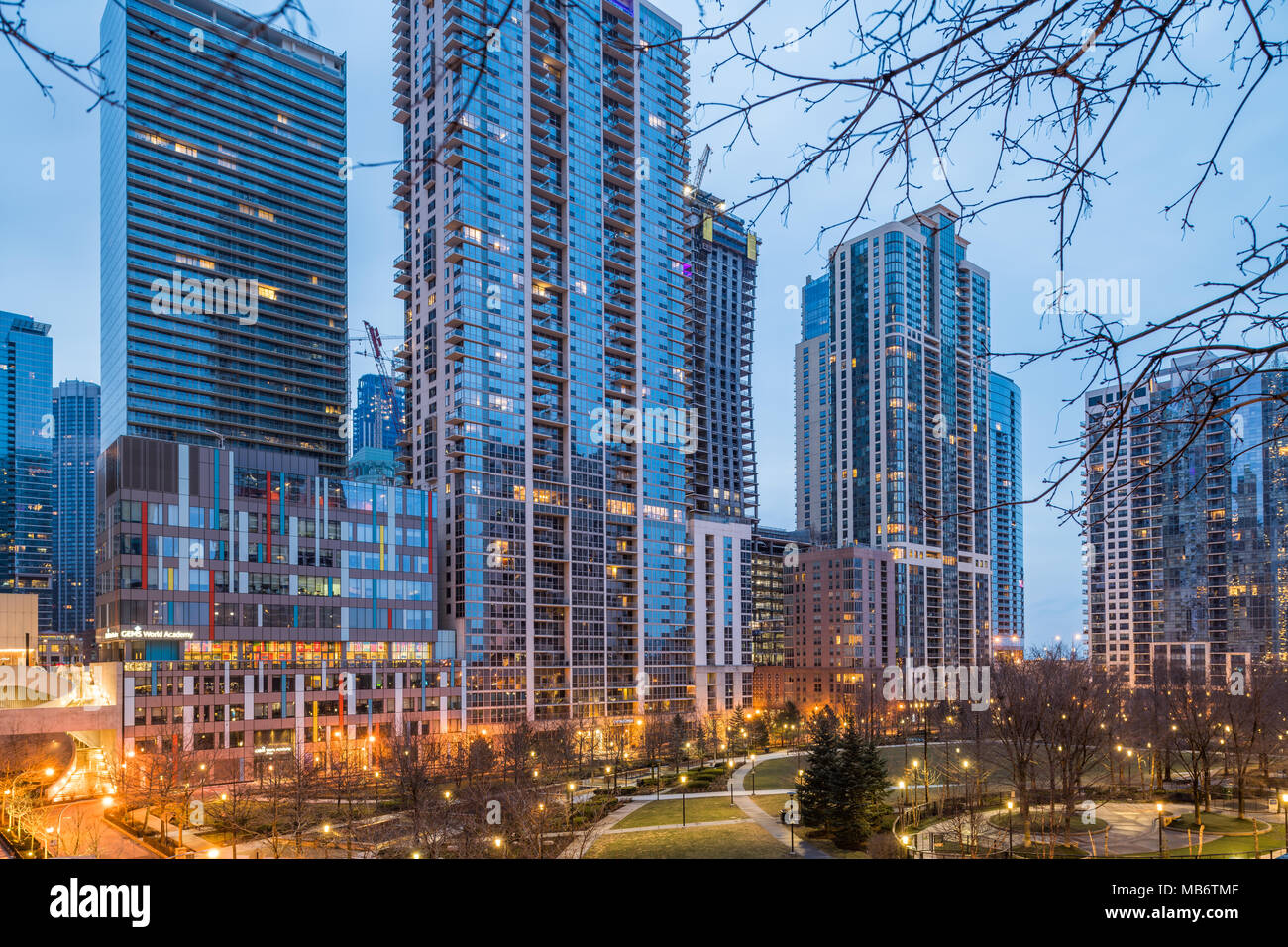 Highrise residential buildings in the Lake Shore East neighborhood ...