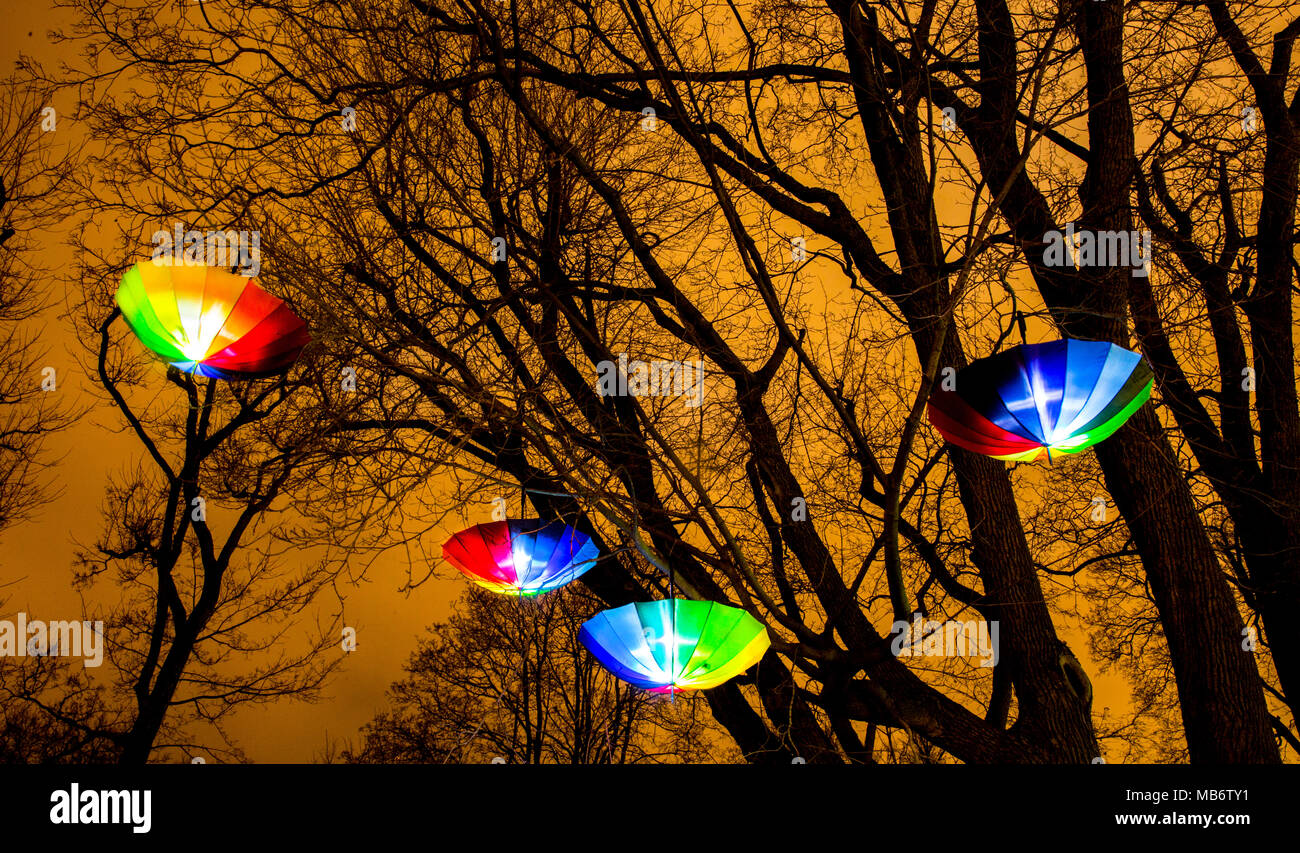 umbrella art project Stock Photo - Alamy