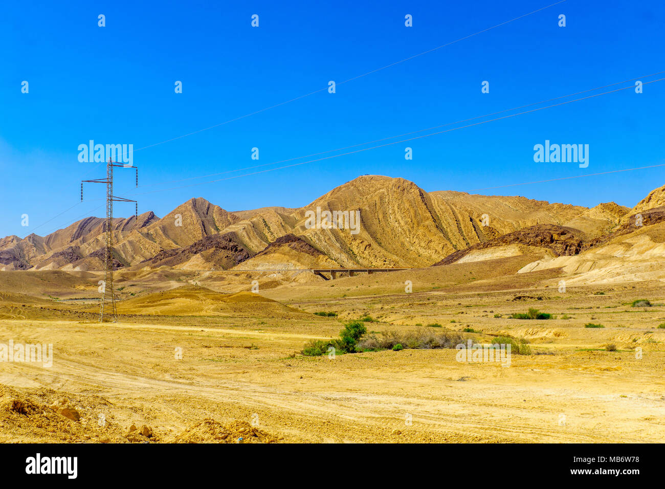 Landscape and railroad in the Negev desert, Southern Israel Stock Photo ...