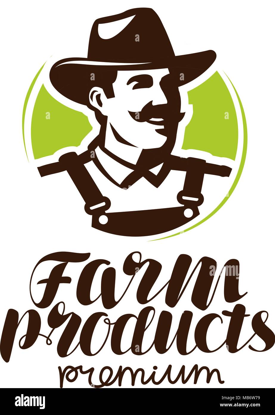 Farm products logo or label. Farmer icon, vector illustration Stock ...