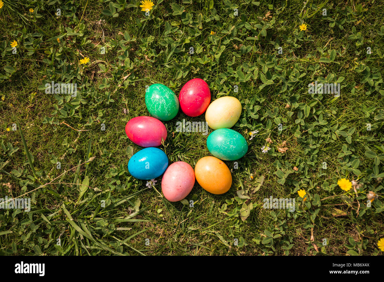 Easter eggs in Spring grass Stock Photo - Alamy