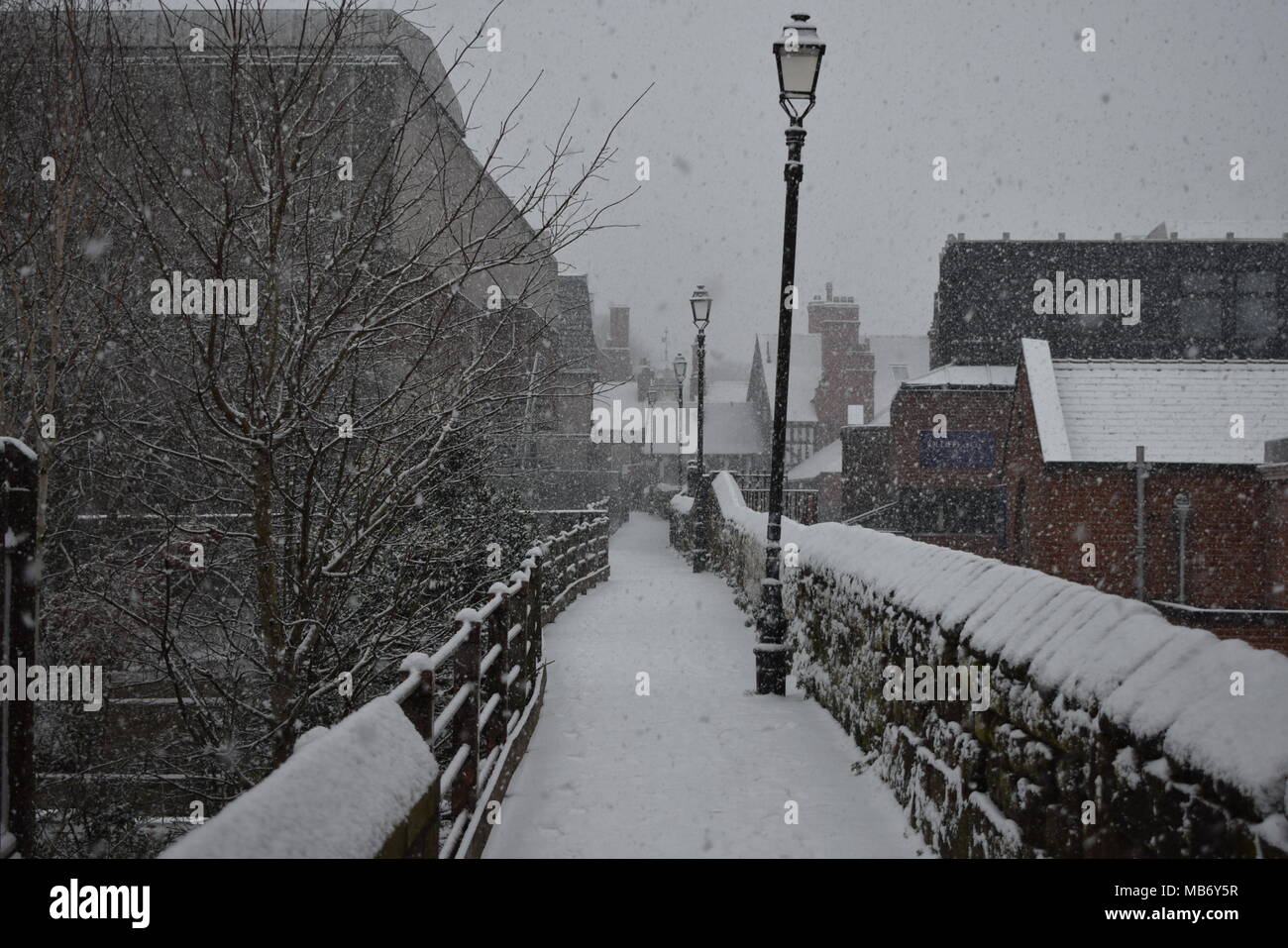 Chester's city walls weathering the snow Stock Photo - Alamy