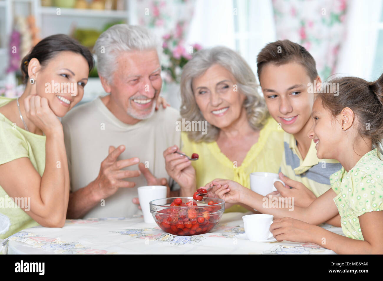 Big family eating hi-res stock photography and images - Alamy