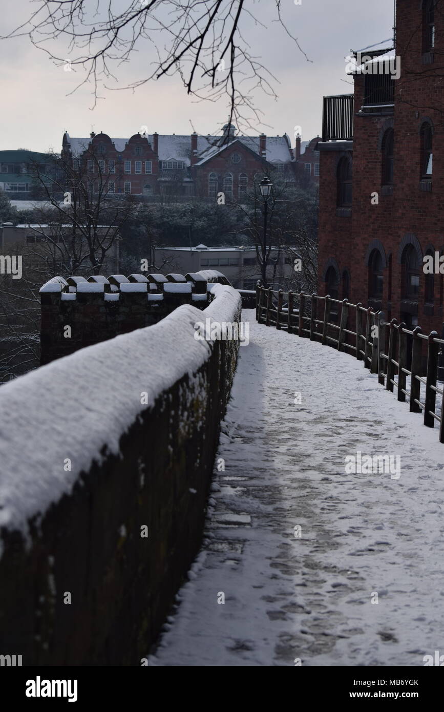 Chester's walls in the snow Stock Photo - Alamy