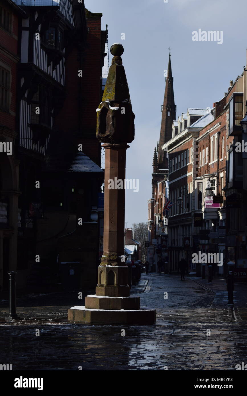 Chester's High Cross standing tall on a cold winters morning Stock ...