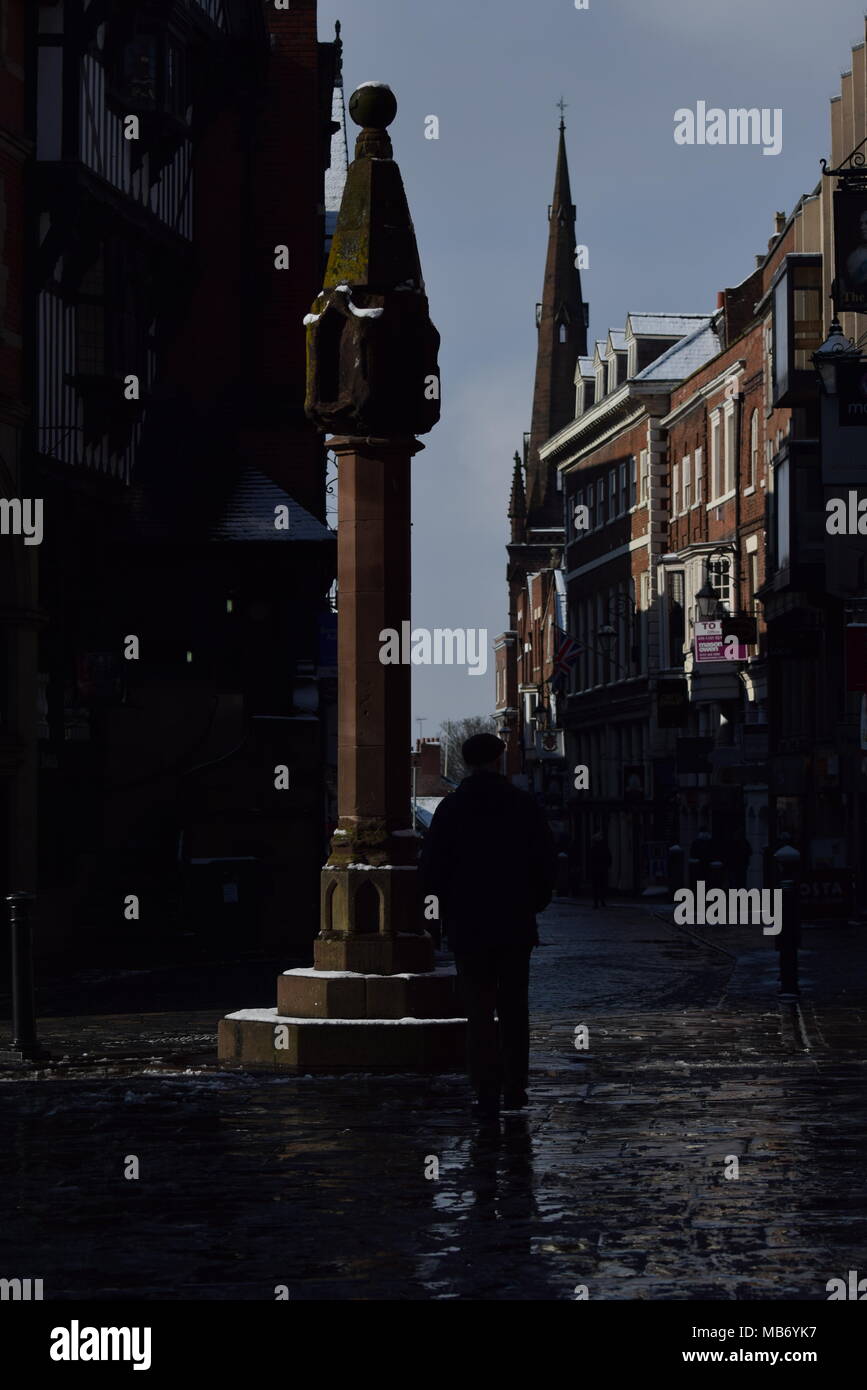 Chester's High Cross standing tall on a cold winters morning Stock ...
