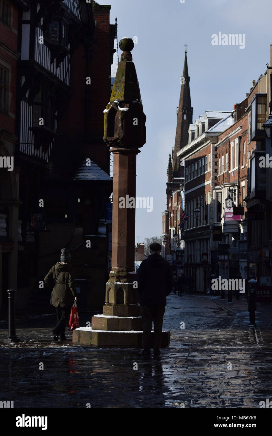 Chester's High Cross standing tall on a cold winters morning Stock ...