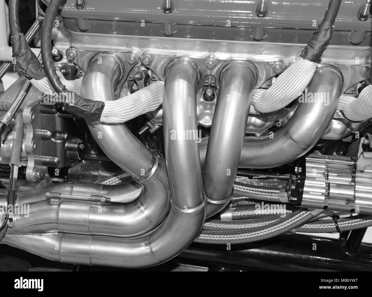 Close up detail of modern powerful automobile internal combustion ...