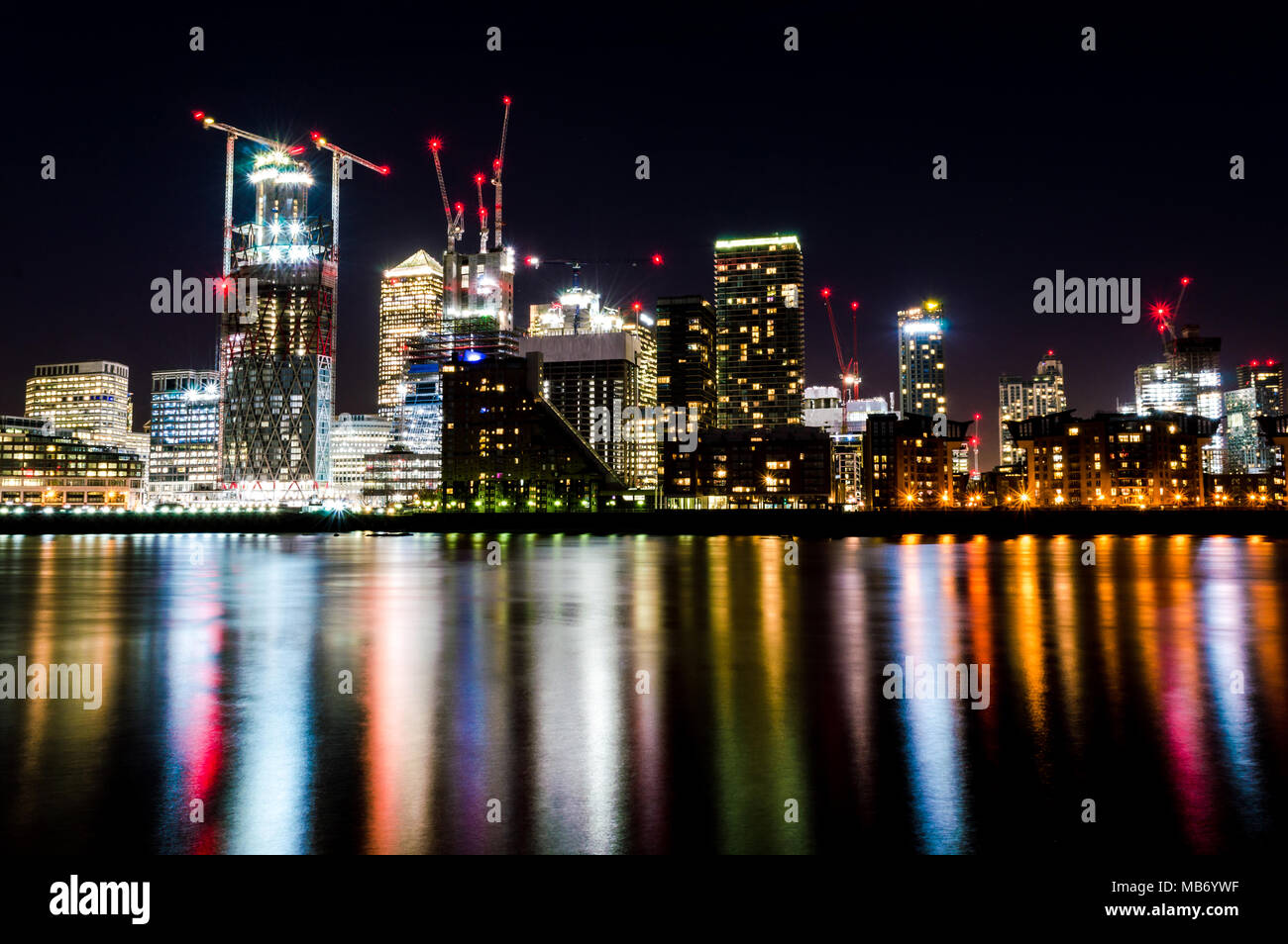 Long exposure pictute of Canary wharf in London Stock Photo - Alamy