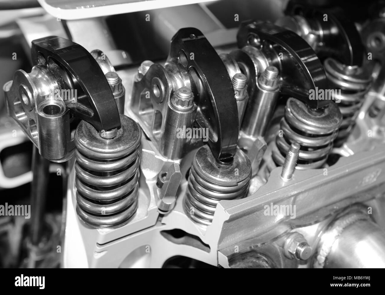 Close up detail of modern powerful automobile internal combustion ...