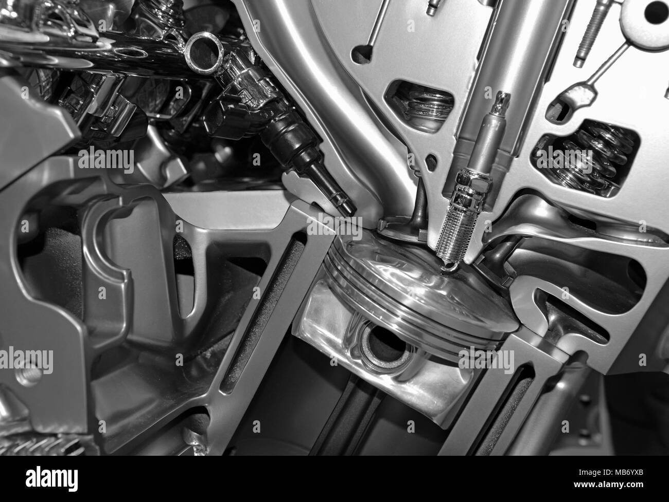 Close up detail of modern powerful automobile internal combustion ...