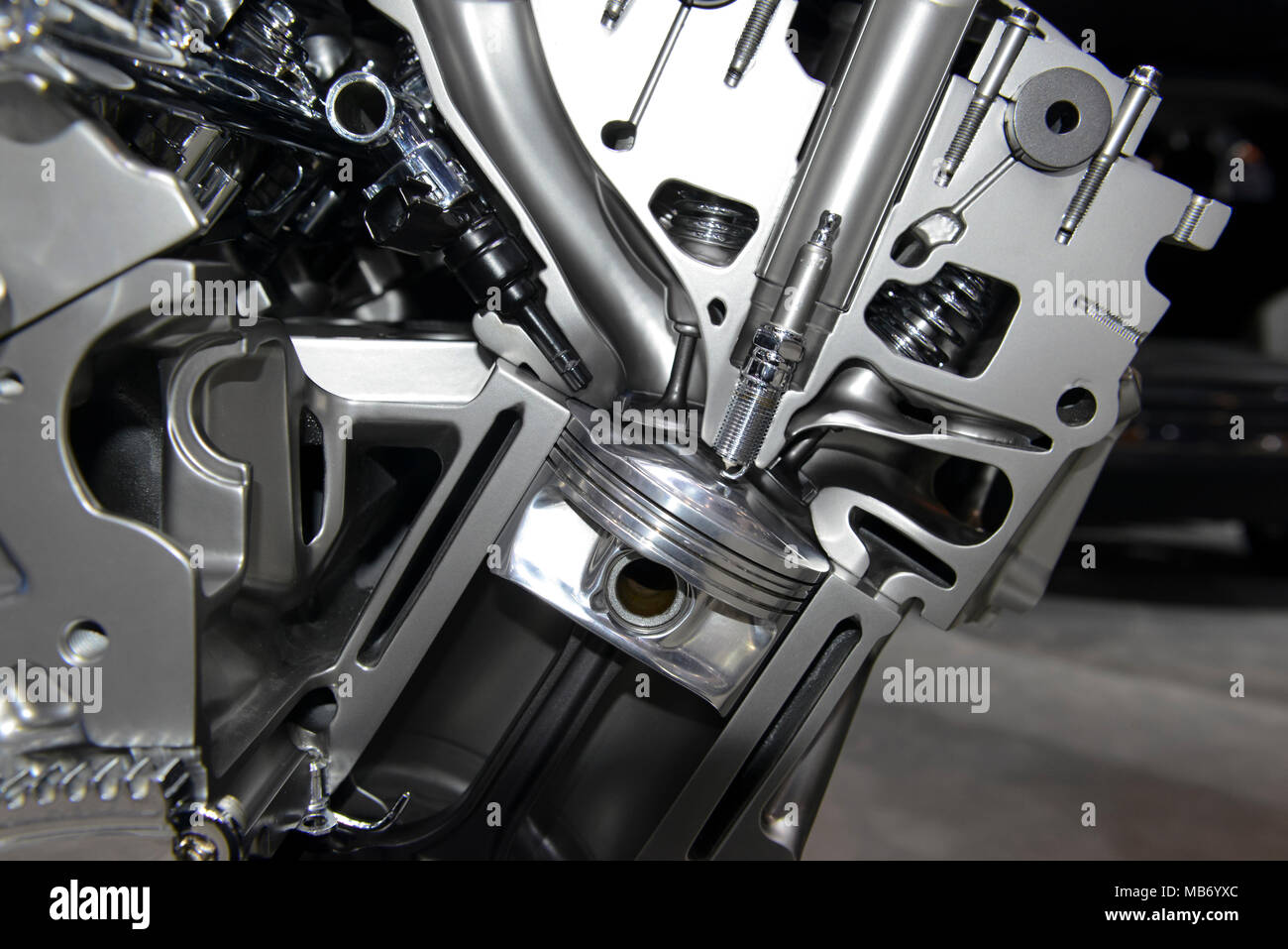 Close up detail of modern powerful automobile internal combustion ...