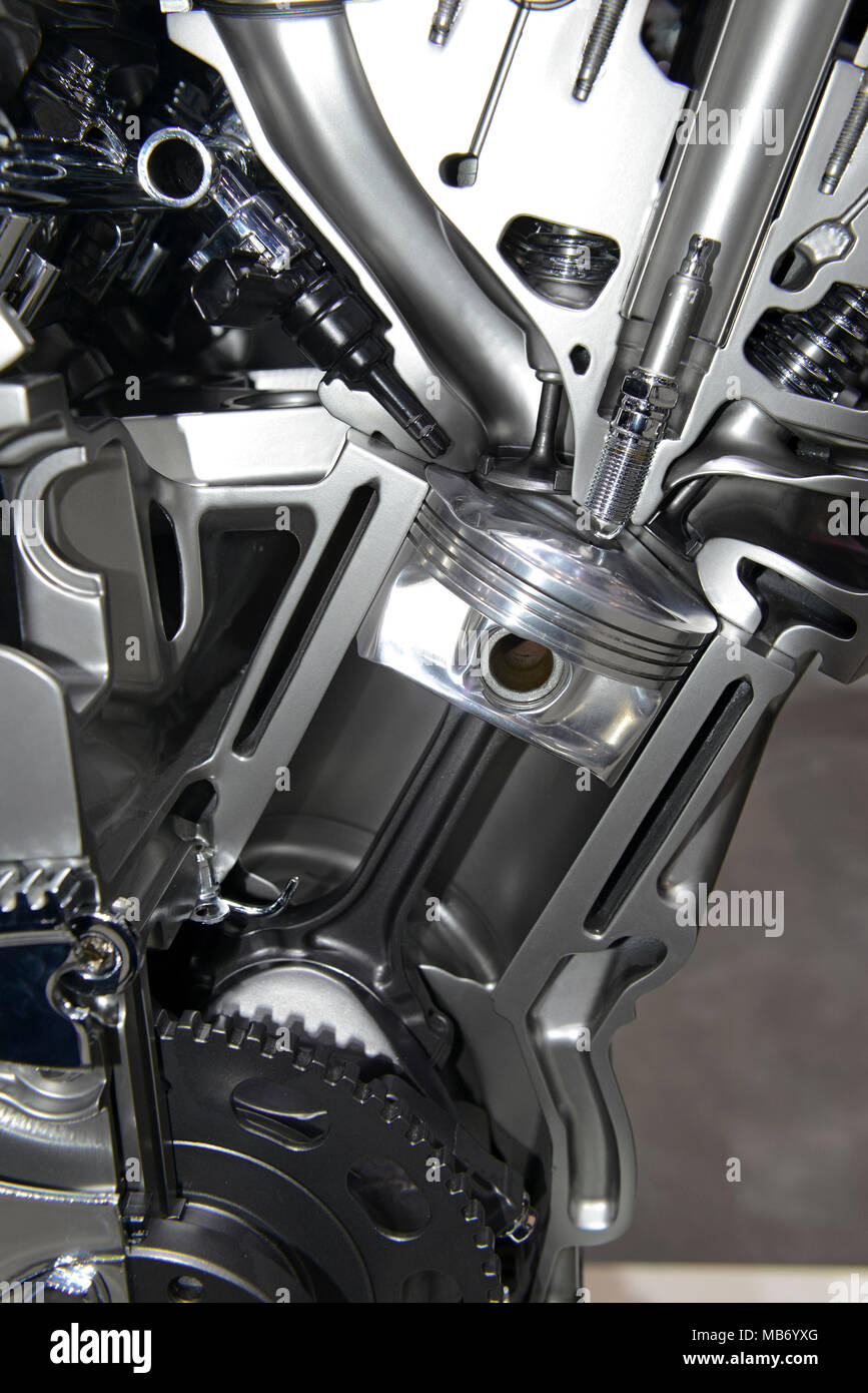 Close up detail of modern powerful automobile internal combustion ...