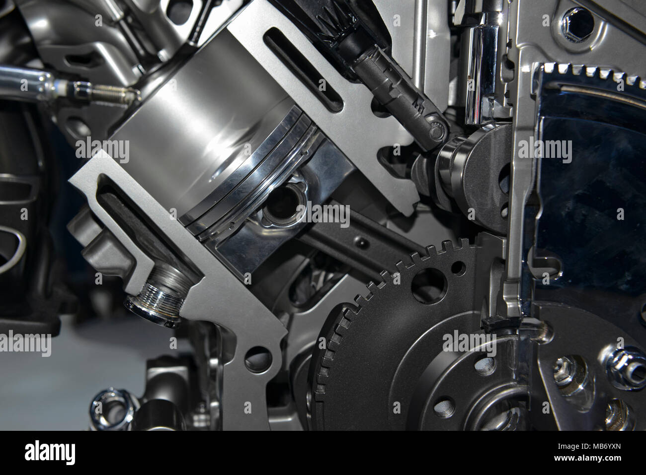 Close up detail of modern powerful automobile internal combustion ...