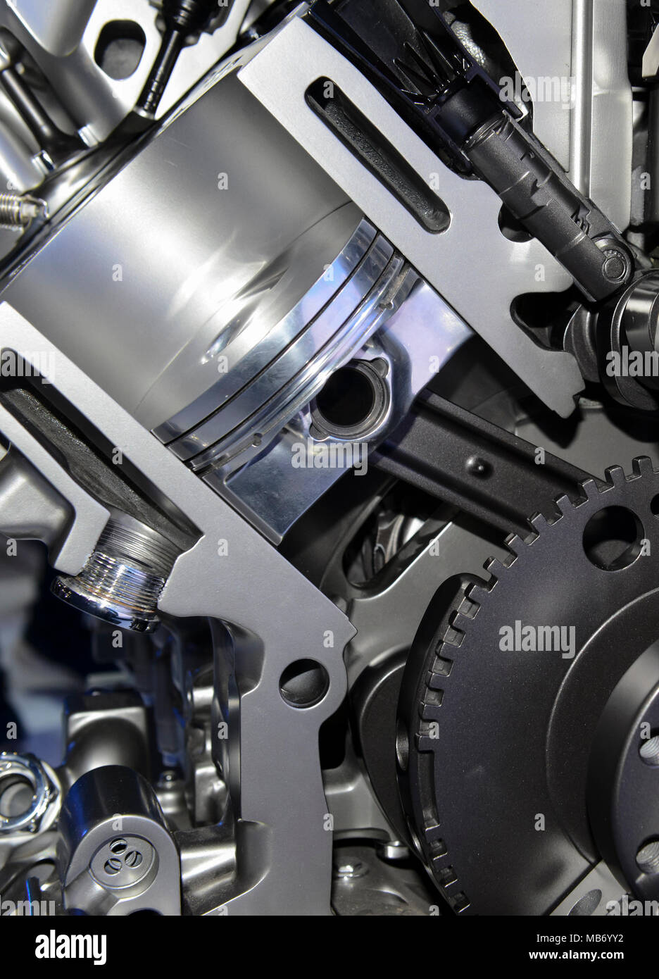 Close up detail of modern powerful automobile internal combustion ...