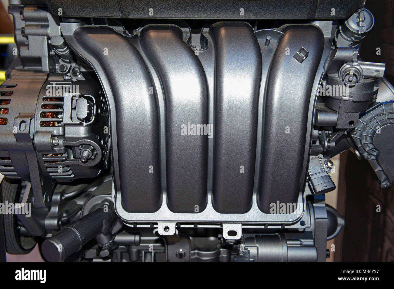 Close up detail of modern powerful automobile internal combustion ...