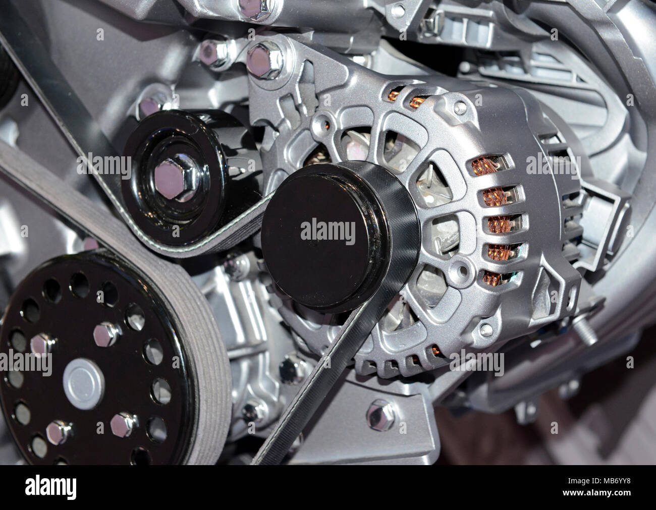Close up detail of modern powerful automobile internal combustion ...