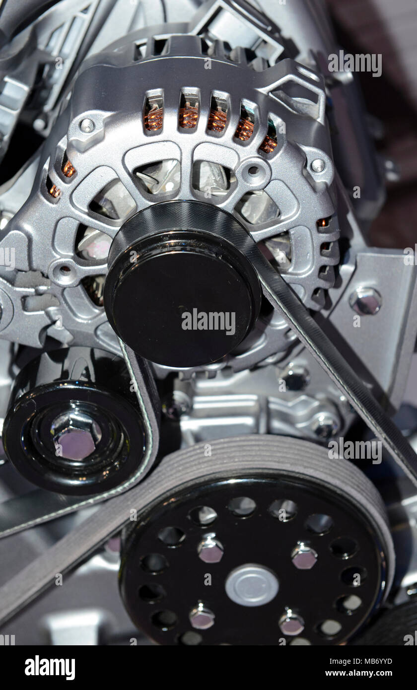 Close up detail of modern powerful automobile internal combustion ...