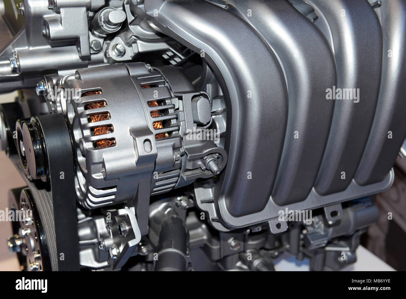 Close up detail of modern powerful automobile internal combustion ...