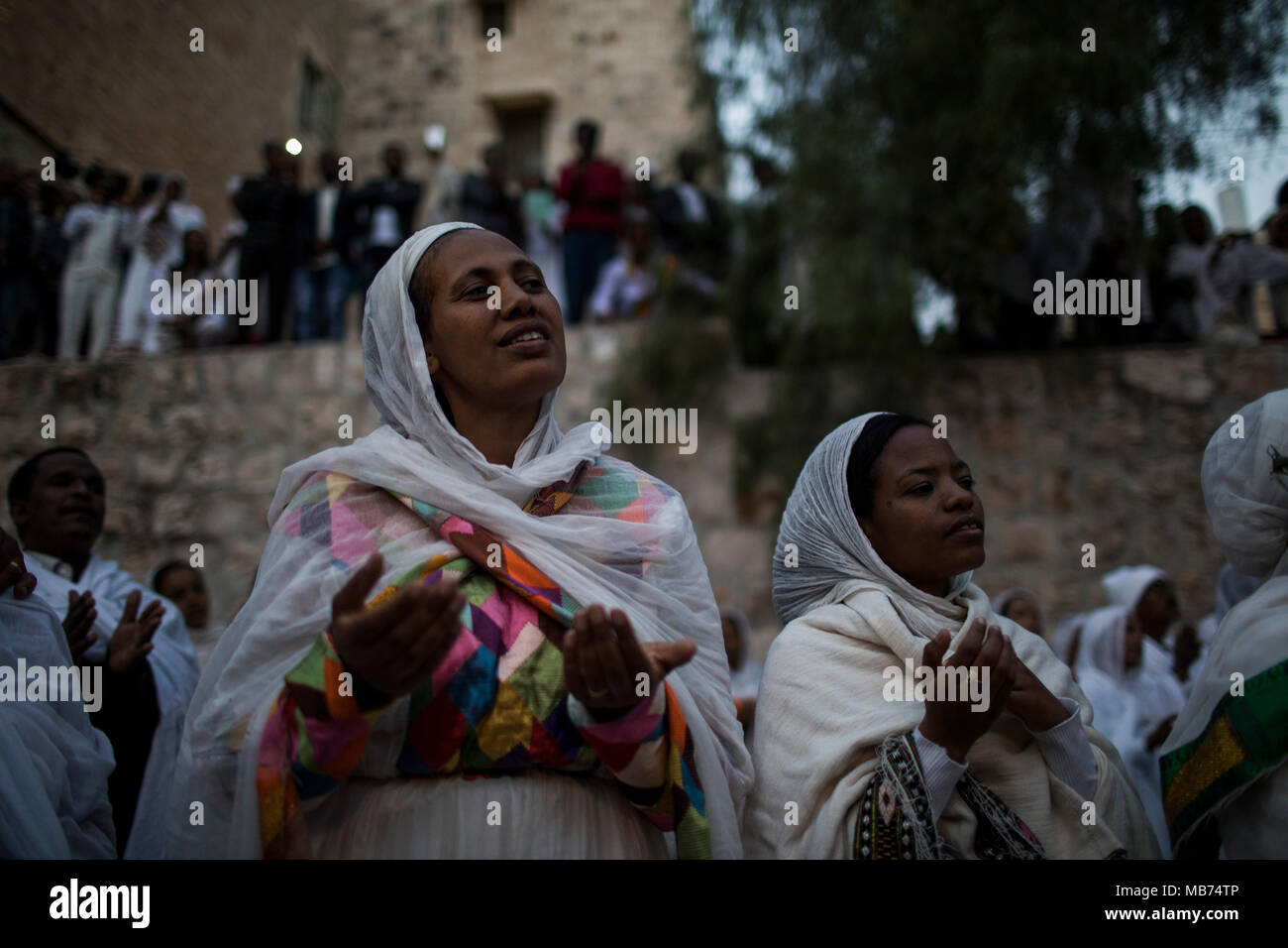 Ethiopian Orthodox worshippers during the Holy Fire ceremony at the ...