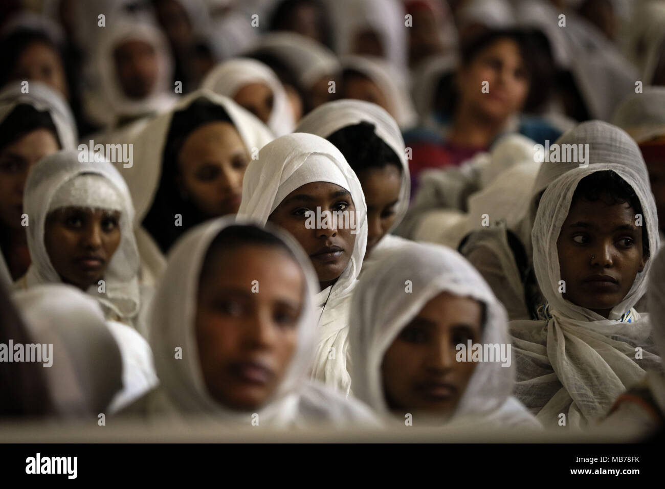 Cairo, Egypt. 07th Apr, 2018. Coptic Orthodox women attend an Easter ...