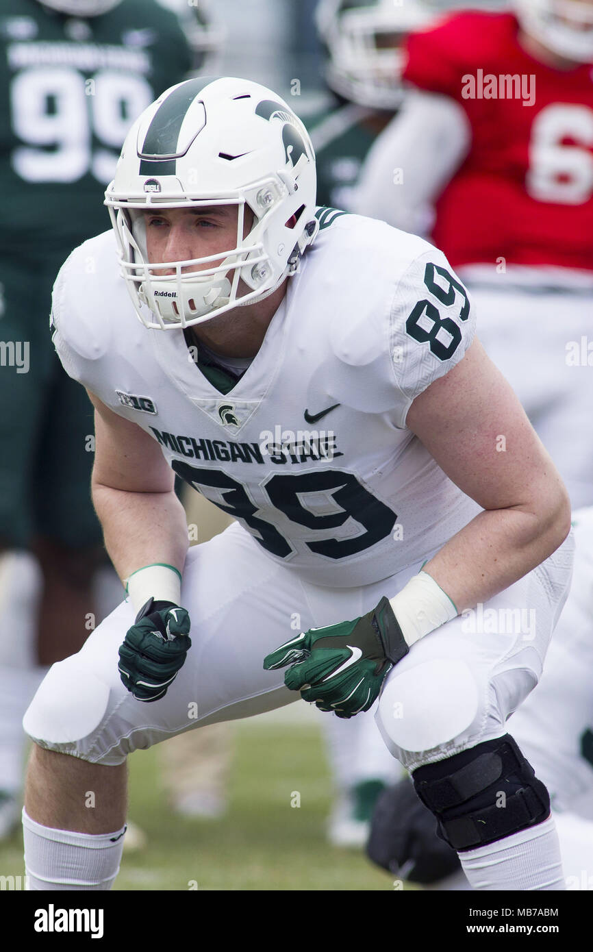East Lansing, Michigan, USA. 7th Apr, 2018. Michigan State TE MATT ...