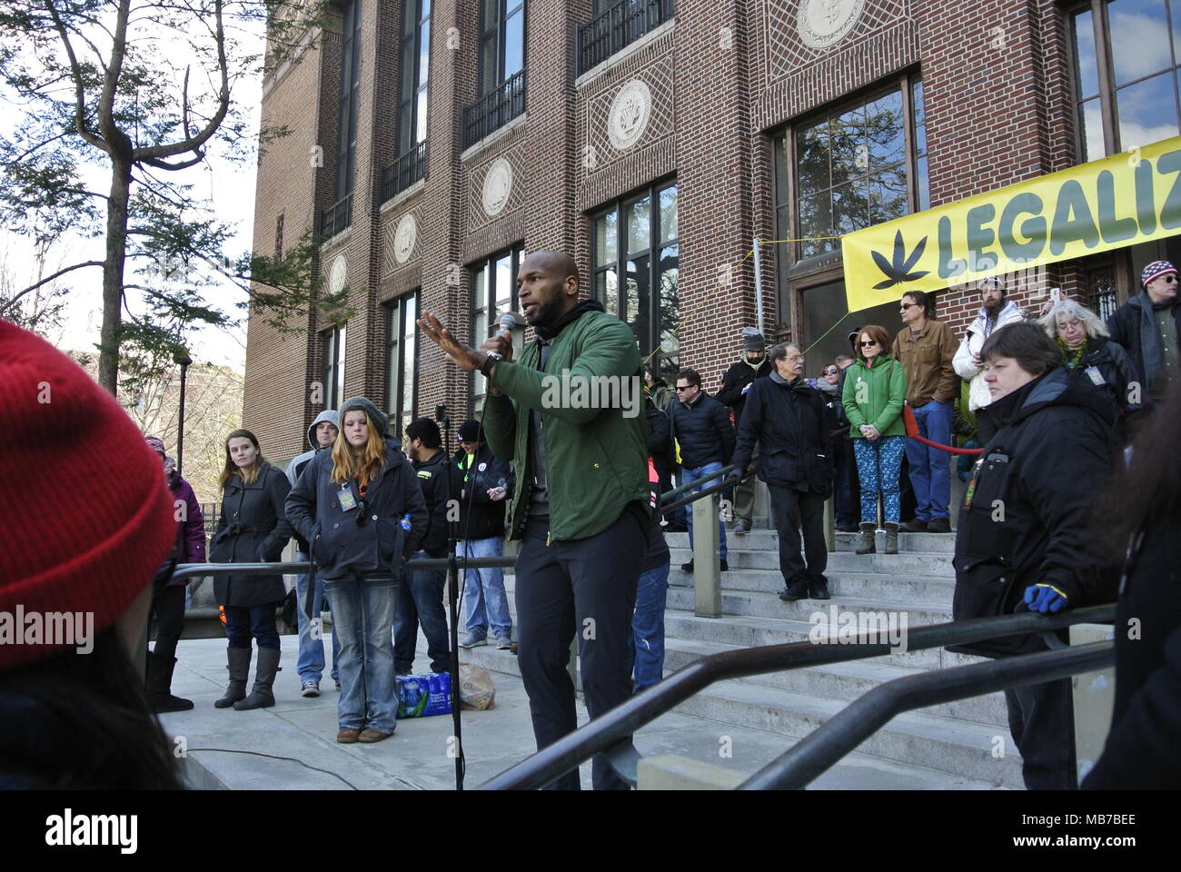 Ann Arbor, Michigan, USA. 7 April 2018. Eugene Monroe, retired NFL ...