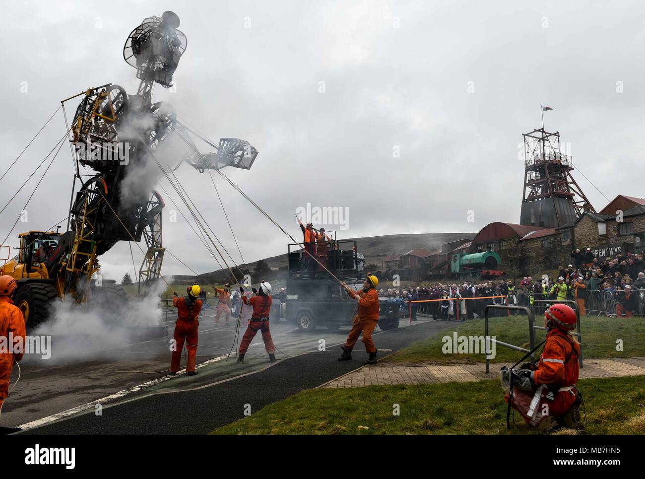Blaenavon, Wales, UK, Sunday, April 8th 2018 The Man Engine making it's ...