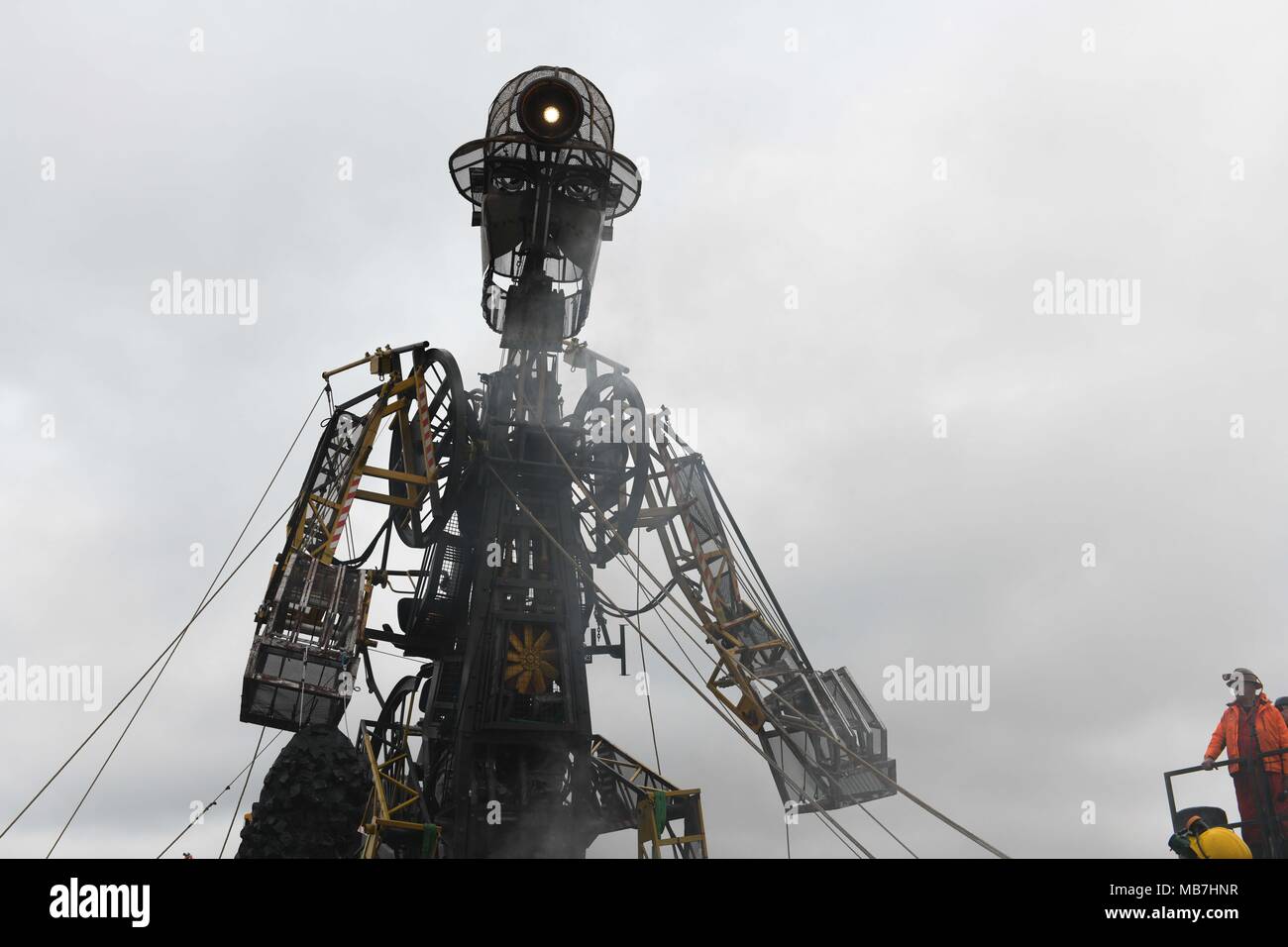Blaenavon, Wales, UK, Sunday, April 8th 2018 The Man Engine making it's ...