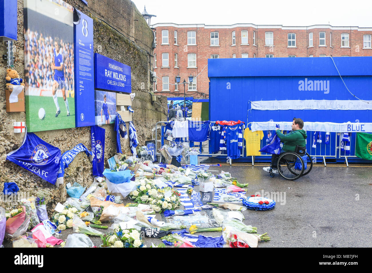 London UK. 8th April 2018. Stamford Bridge. Fans arrive at Stamford ...