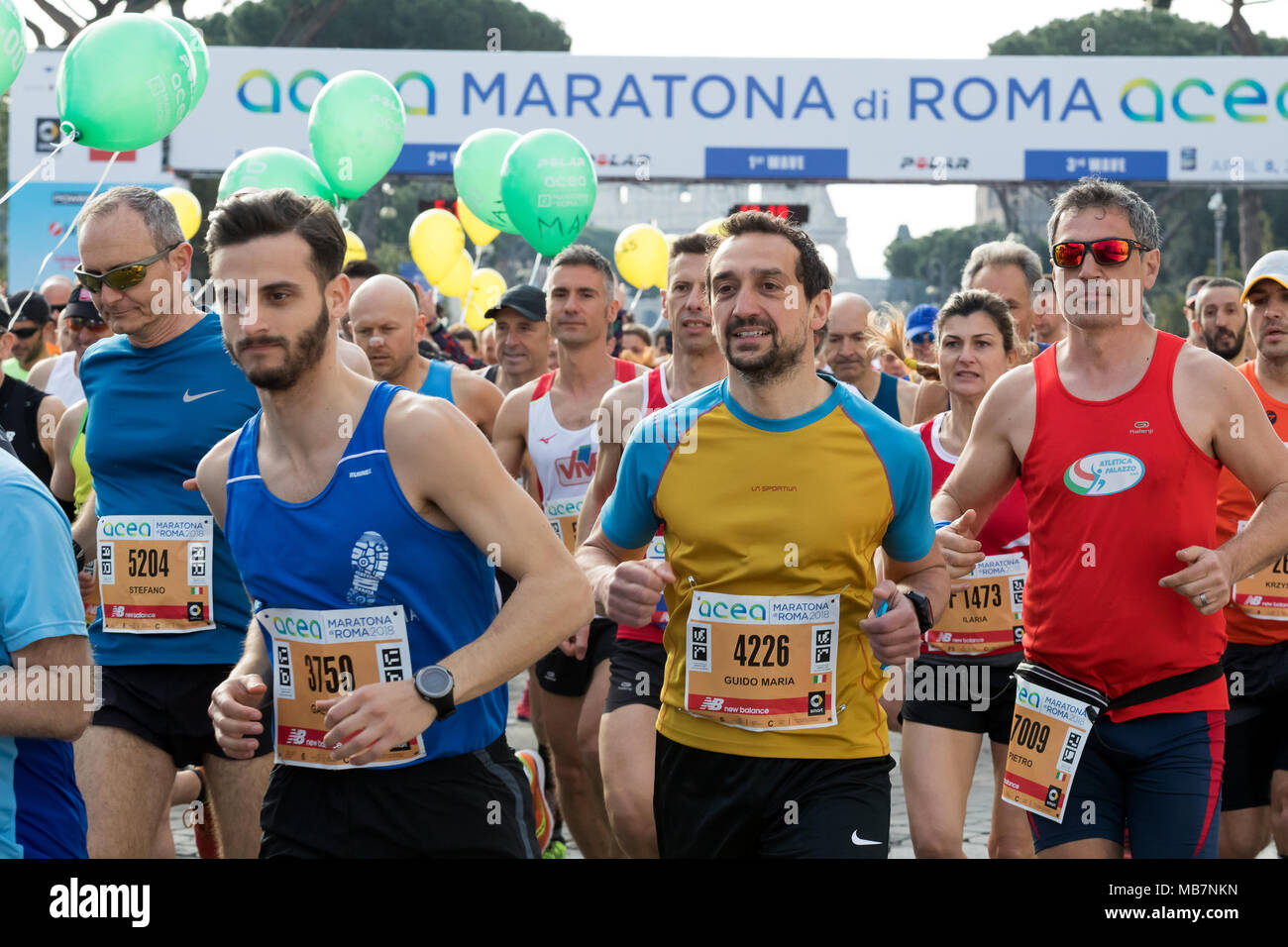 Rome, Italy - April 8, 2018: The start of the 24th edition of the Rome ...