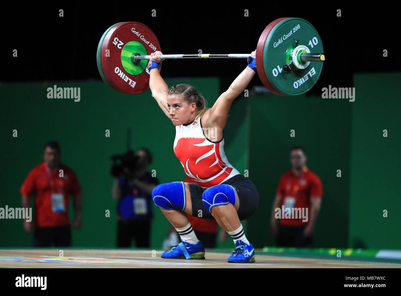 England's Emily Godley competes in the Women's 75kg weightlifting at ...