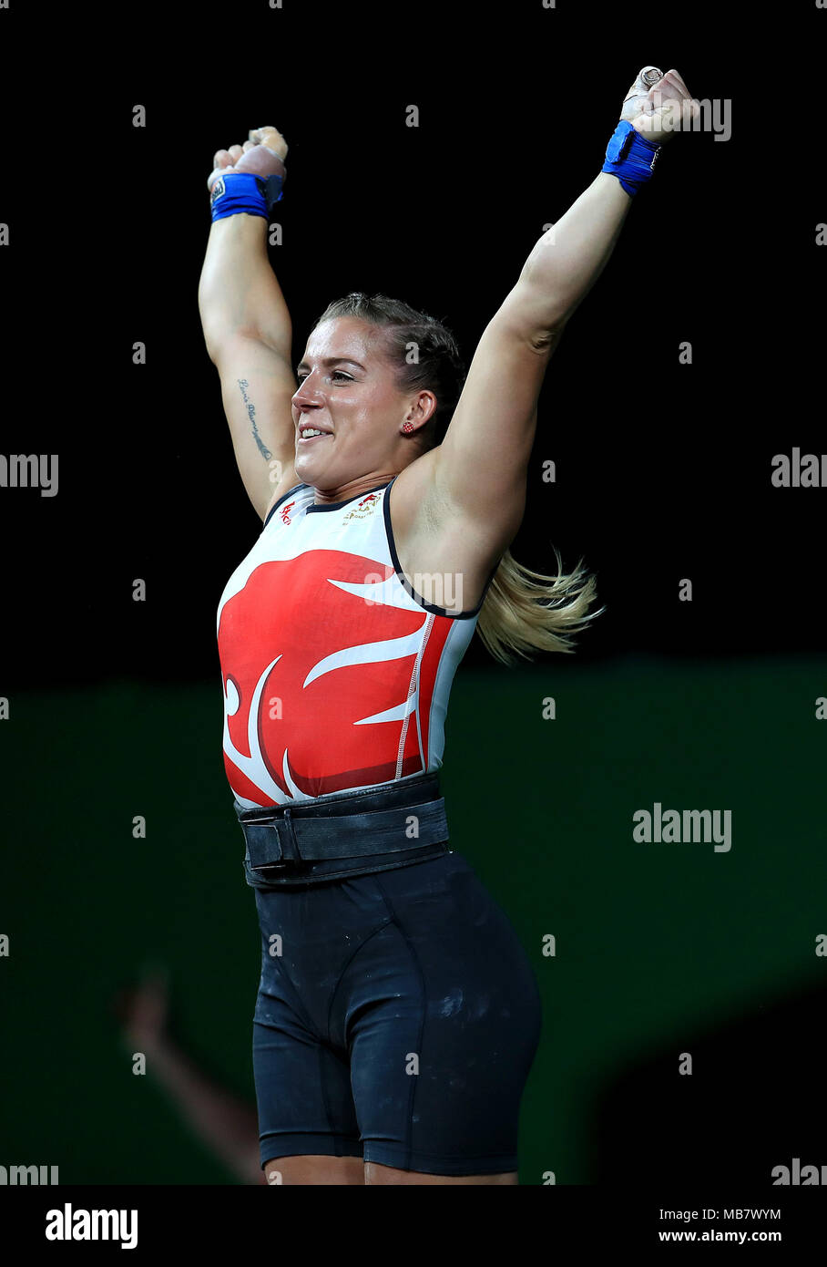 England's Emily Godley celebrates winning gold in the Women's 75kg ...