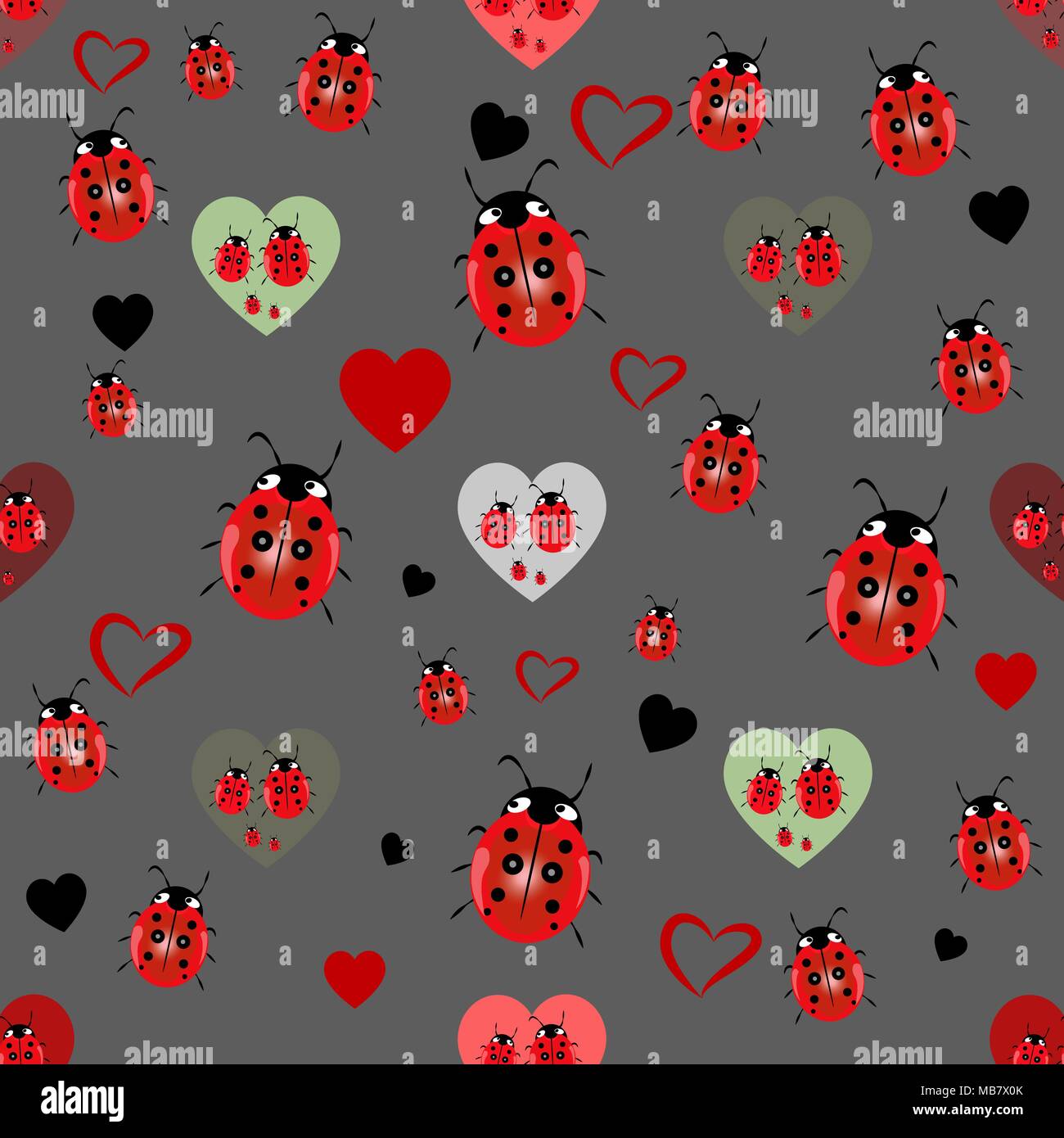 ladybug and heart seamless pattern. vector illustration Stock Vector ...