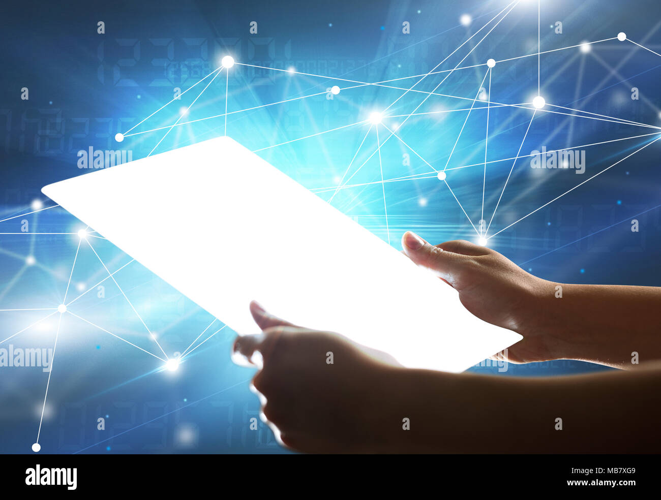 Numbers holding young woman tablet hi-res stock photography and images ...