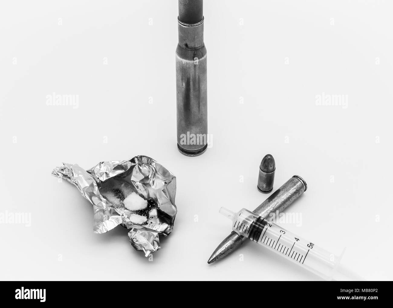 Mock-up concept of illegal drug dealing on a work surface. The view ...