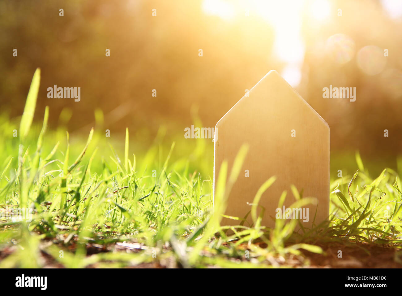 Image of vintage house in the grass, garden, forest or park at sun ...