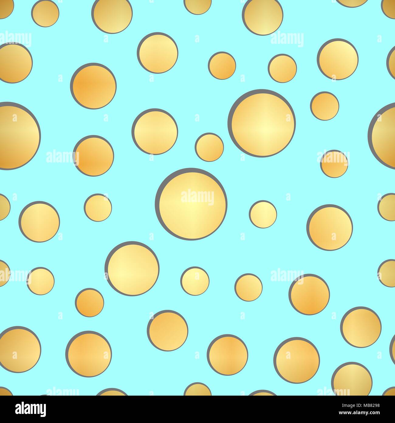 luxury seamless pattern with gold circle on a blue background. Gold ...