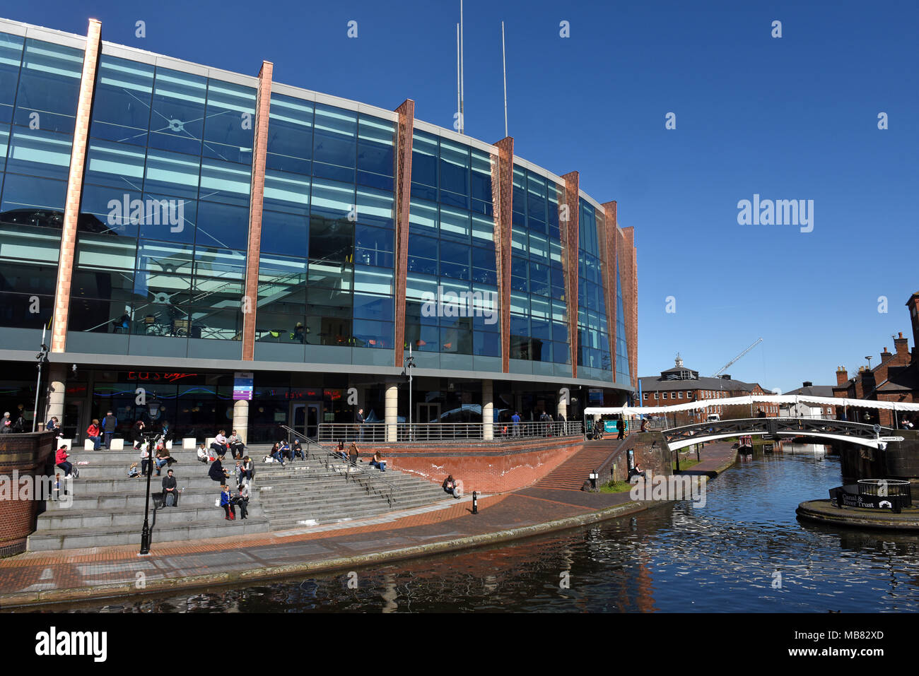 The NIA or National Indoor Arena and canals alongside Brindleyplace ...